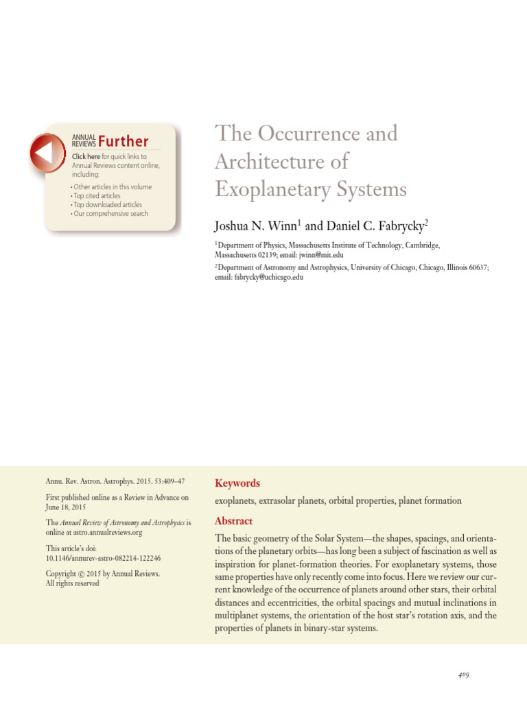 WinnFabrycky2015-exoplanet Architecture | PDF | Planets | Exoplanet