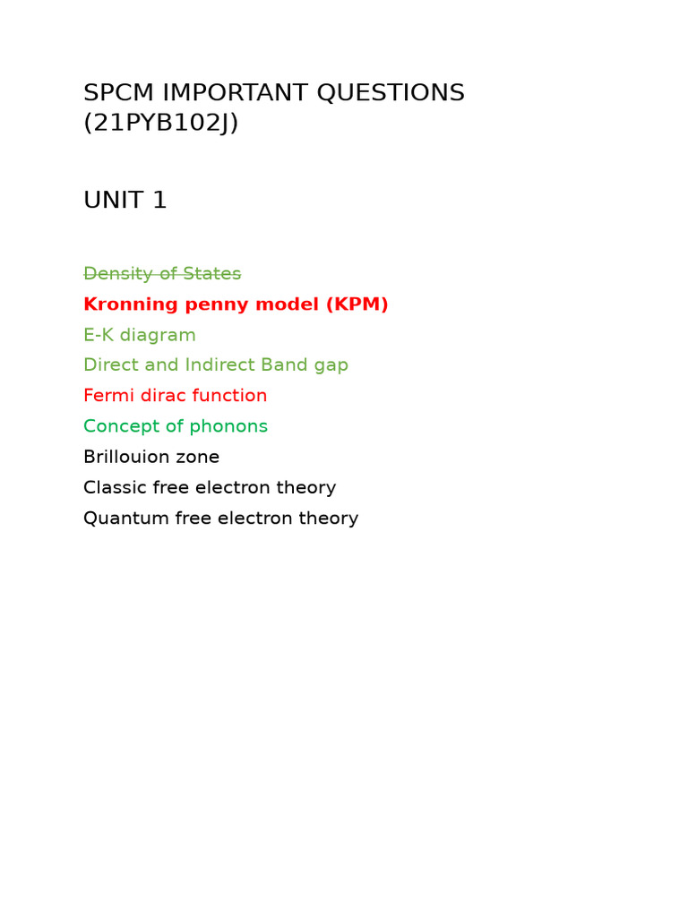 SPCM Important Questions | PDF