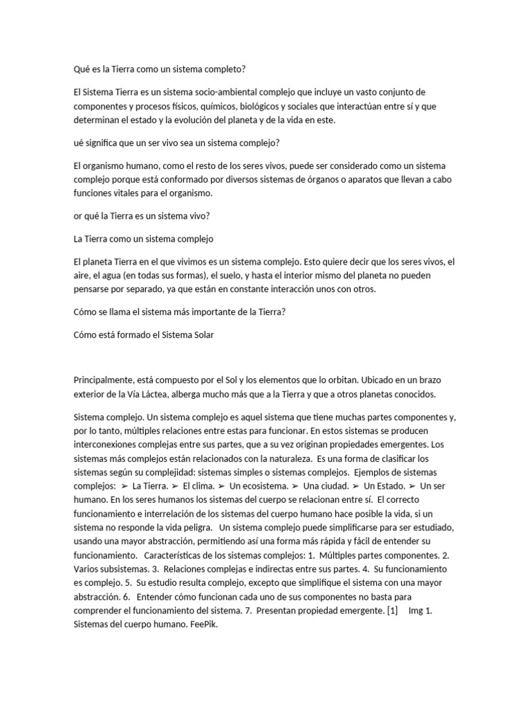 La Tierra como un sistema complejo | PDF | Sistema | Tierra