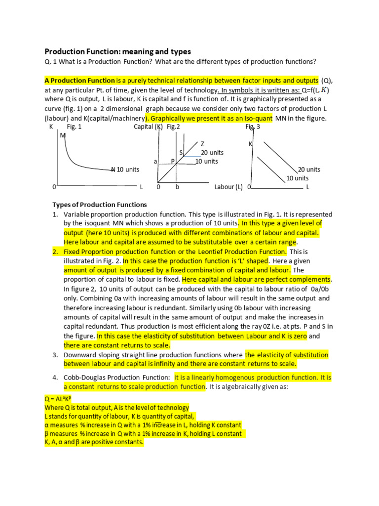 Production Function Meaning and Types | PDF