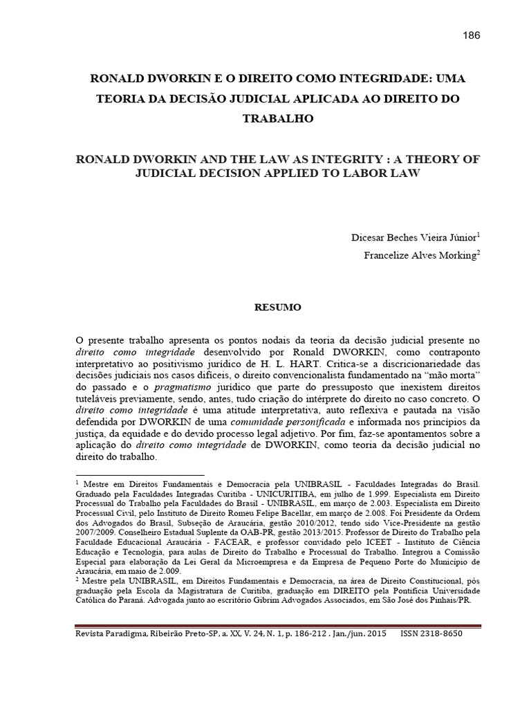 Ronald Dworkin e o Direito Como Integridade | PDF