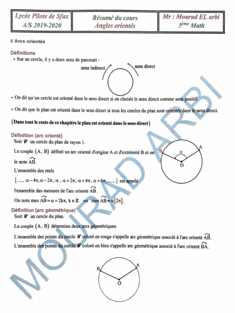 Angles Orientés (Cours - Série) | PDF