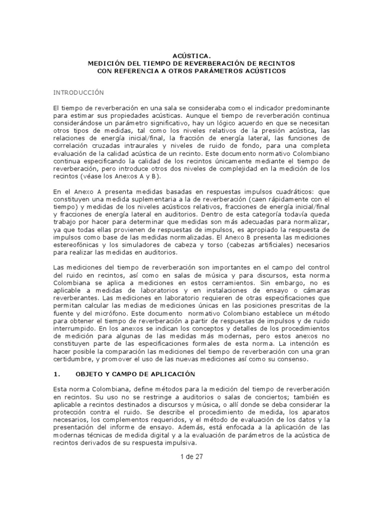 Iso 3382 | PDF | Decibel | Medición