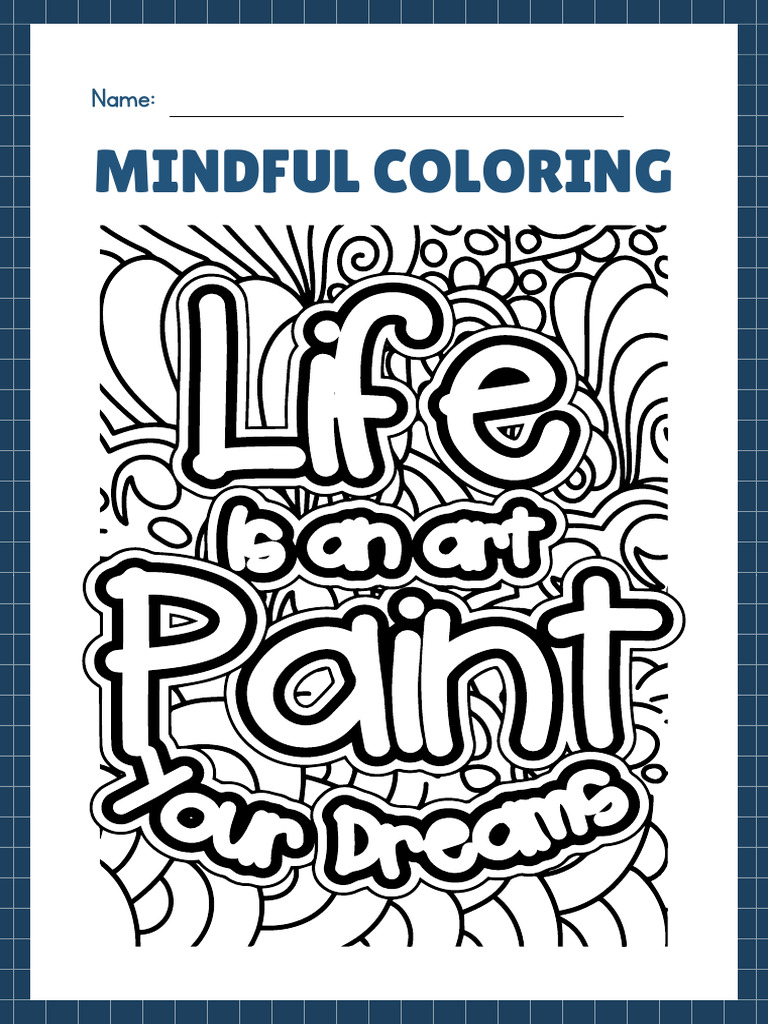 Black and White Graffiti Mindfulness Motivational Coloring Activity ...