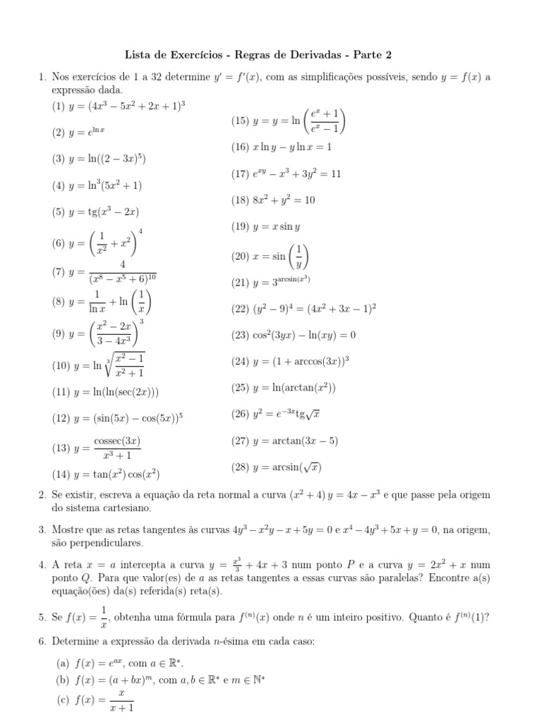 Lista Derivadas Parte2 | PDF