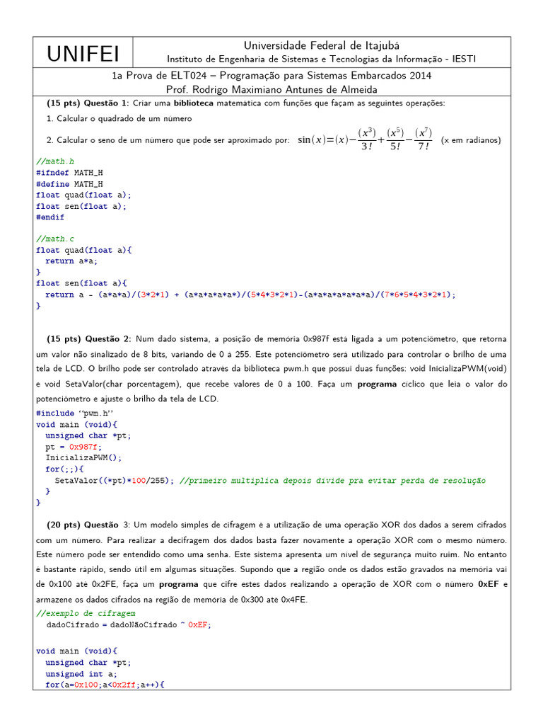 2015 1 Prova01 Resolvida | PDF