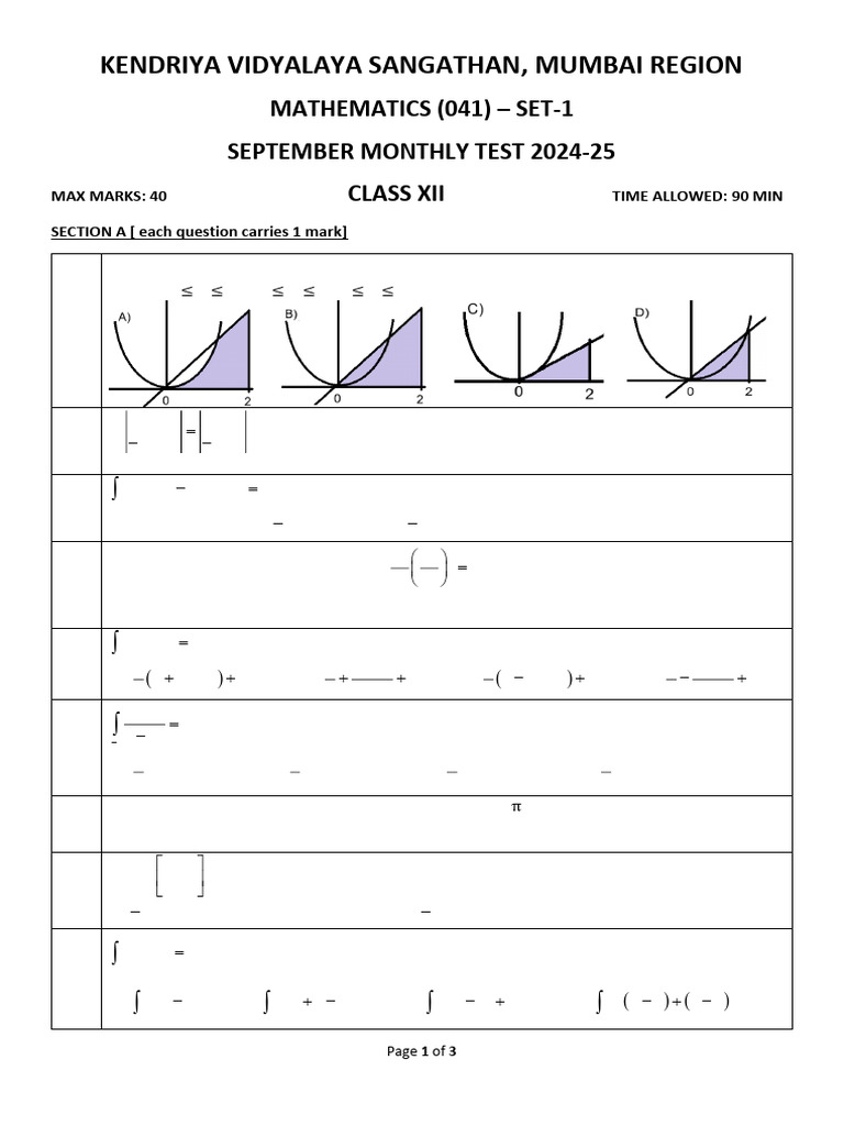 Set 1 Maths Question Paper | PDF