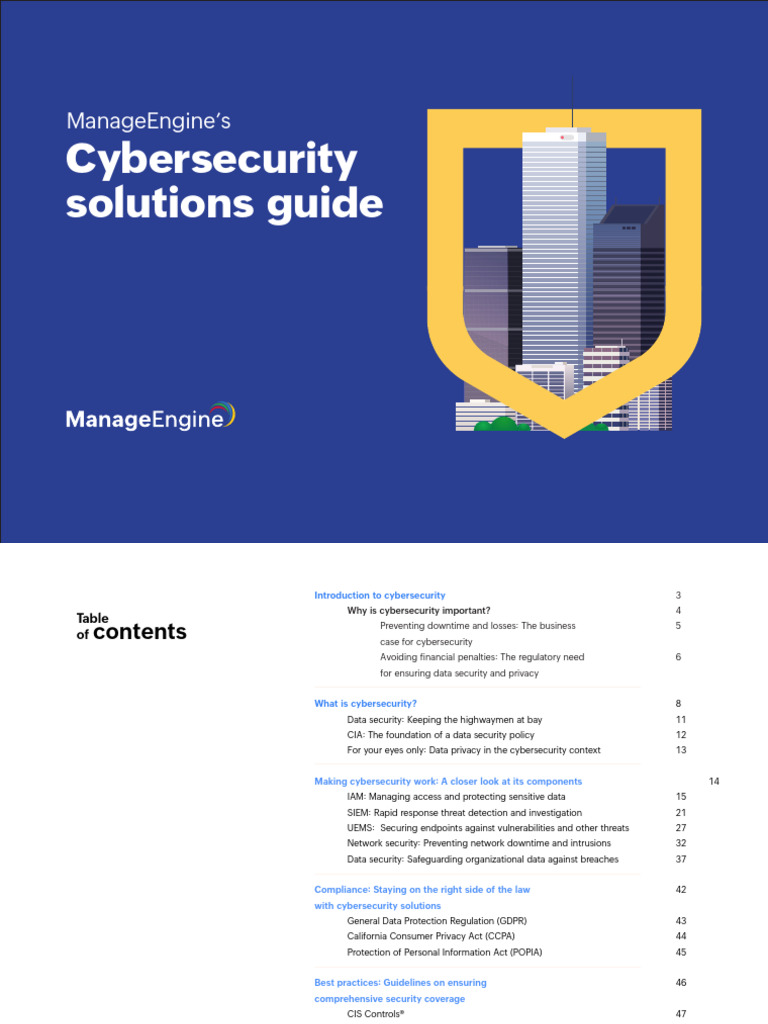 Cybersecurity Solutions Guide: Manageengine'S | PDF