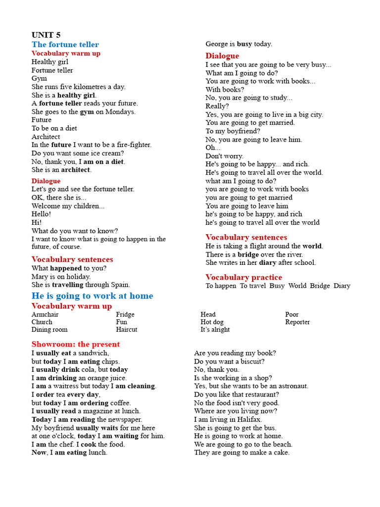 UNIT 5 Vocabulary | PDF