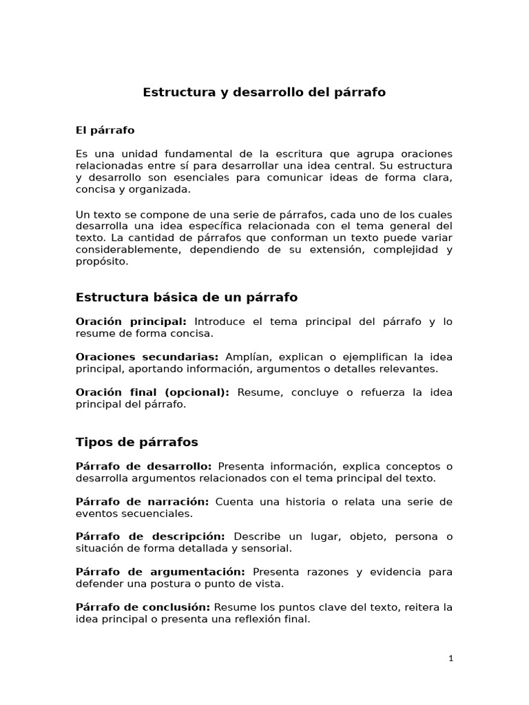 Estructura y Desarrollo Del Párrafo | PDF