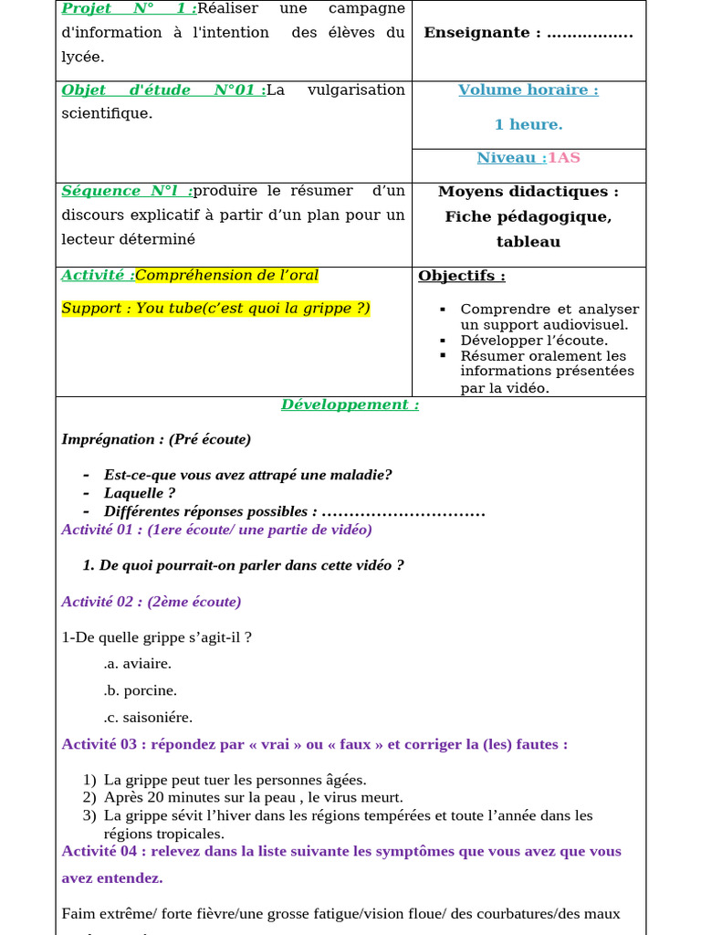 Comp de L'oral 1as | PDF