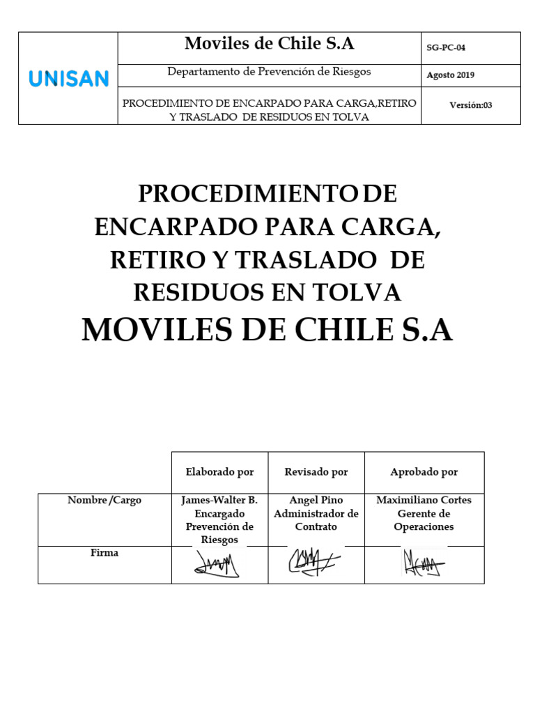 Sso-Pg-04 Procedimiento de Encarpado para Carga, Retiro y Traslado de ...