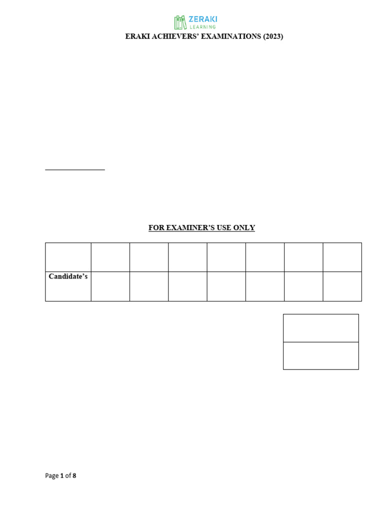 Geography Form 1 - - Question Paper | PDF