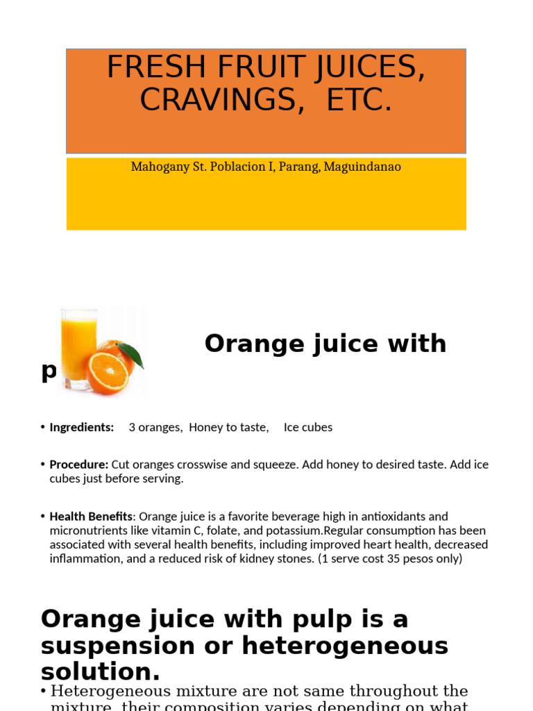 Fresh Fruit Juices Cravings & Etc | PDF