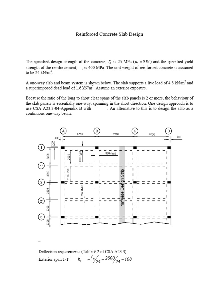 Reinforced Concrete Slab Design Example 1 | PDF