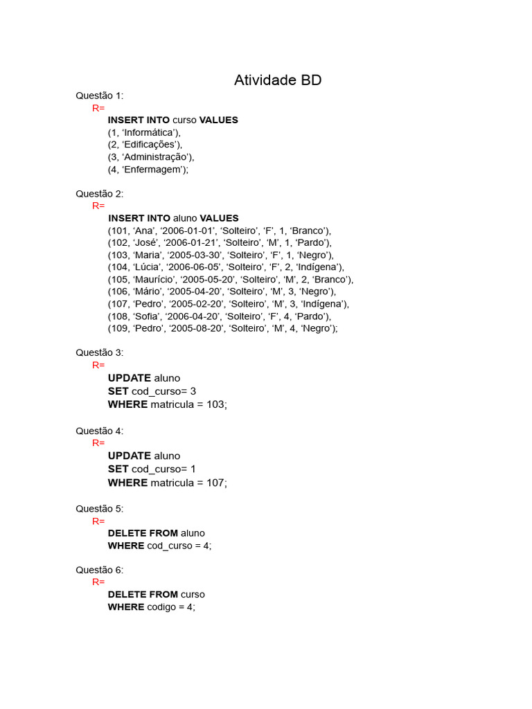 Atividade BD | PDF