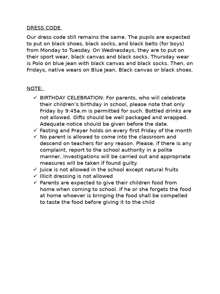 Dress Code | PDF