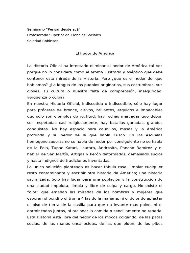 El Hedor de América | PDF