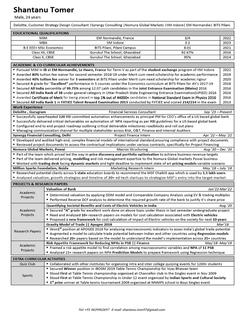 Shantanu Tomer IIM I AmericanExpress | PDF