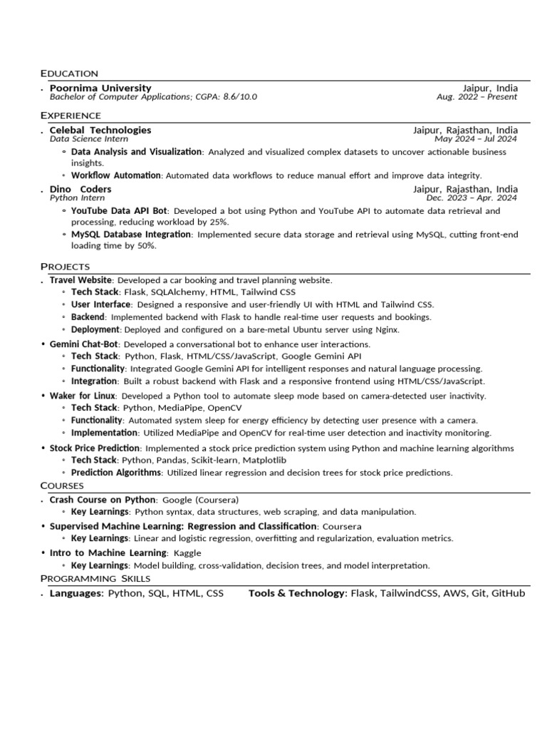 Software Engineer Resume Pdf