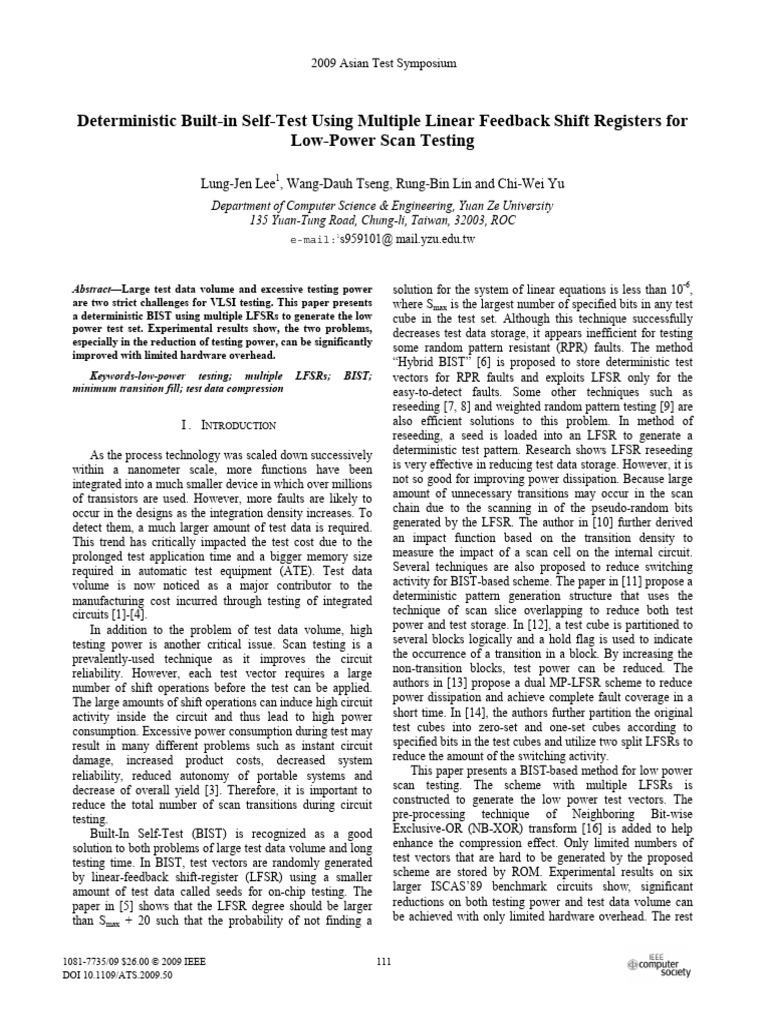 Deterministic Built-In Self-Test Using Multiple Linear Feedback Shift ...