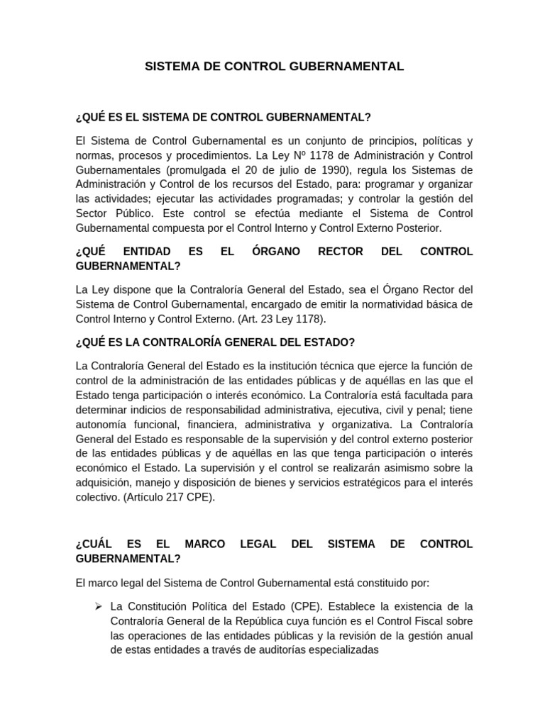 Sistema de Control Gubernamental | PDF