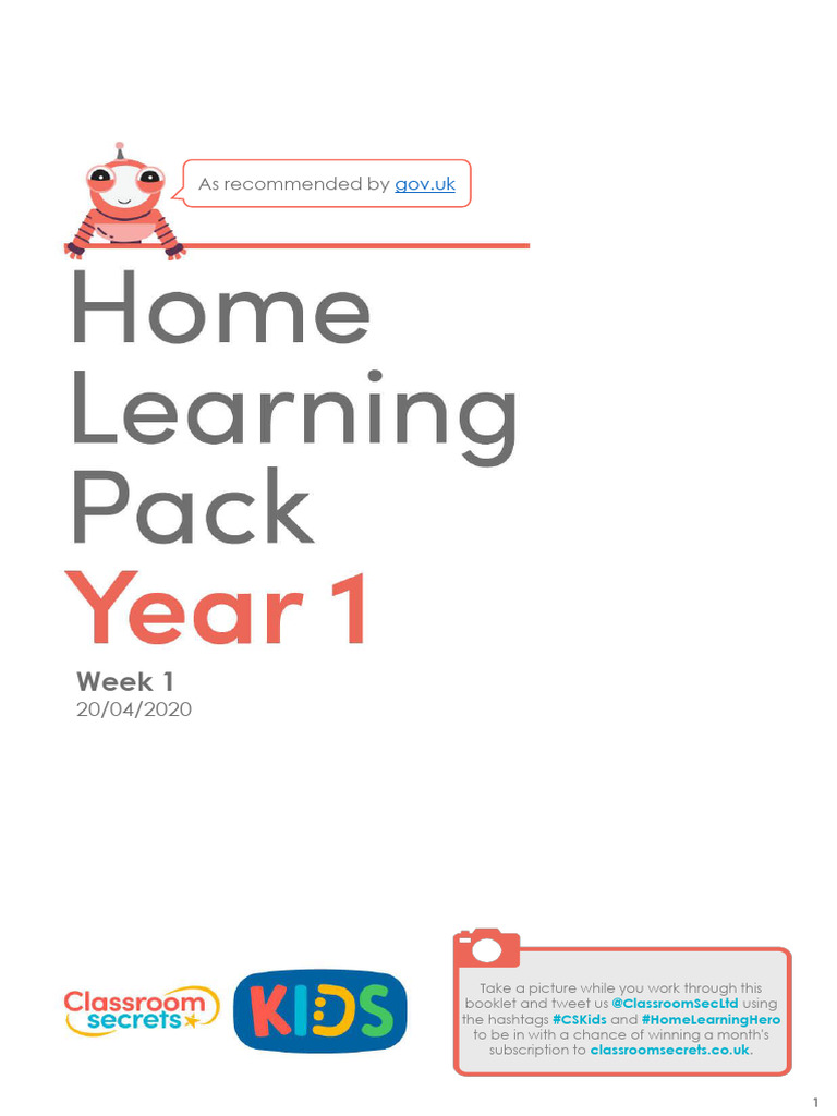 year-1-week-1-home-learning-pack | PDF