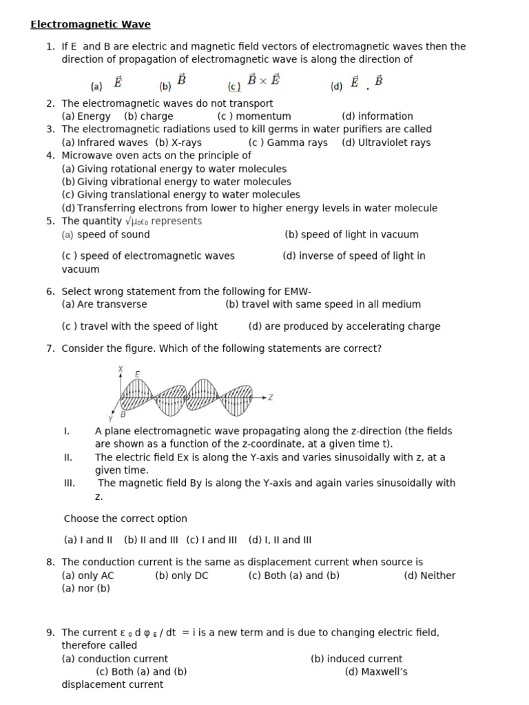 Electromagnetic Wave Question Bank | PDF