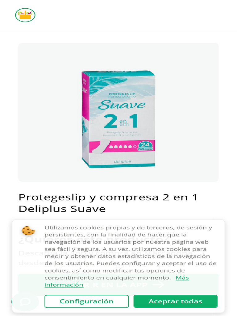 Protegeslip y Compresa 2 en 1 Deliplus Suave Mercadona Compra Online | PDF