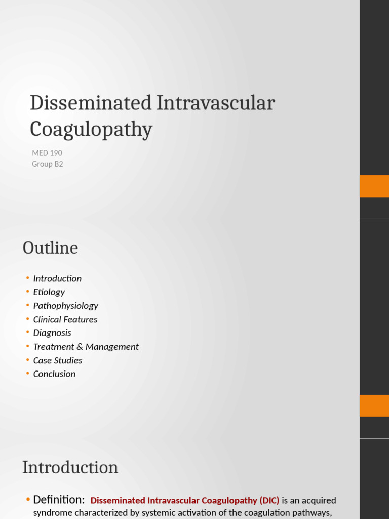 Disseminated Intravascular Coagulopathy | PDF