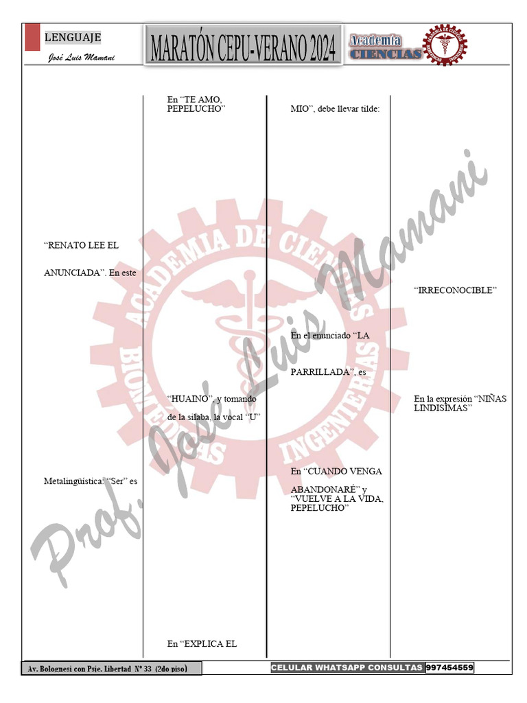 Plantilla Cepu - 2024 - Lenguaje | PDF