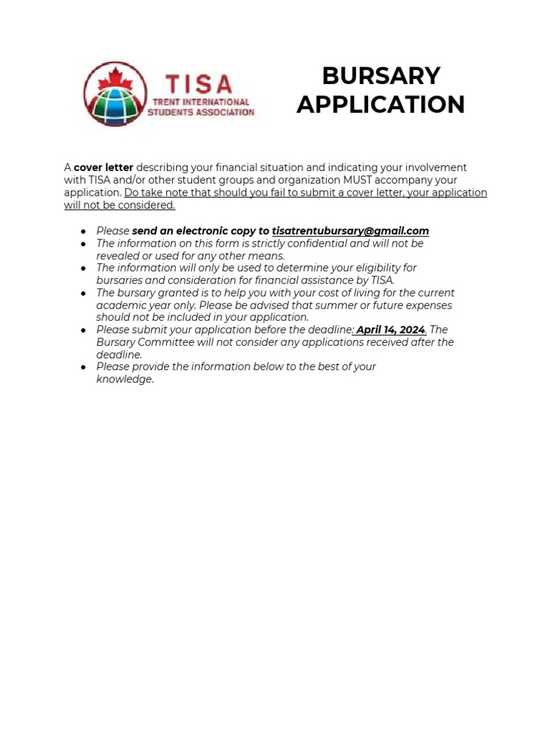 Bursary Application 2024 | PDF