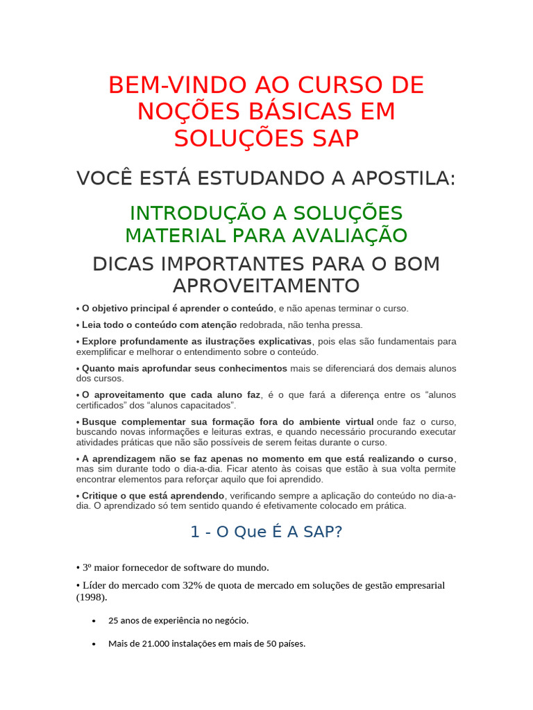 Curso Básico SAP | PDF