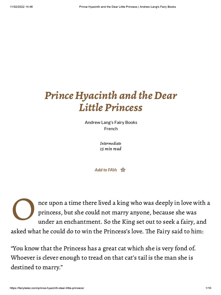 Prince Hyacinth and The Dear Little Princess | PDF