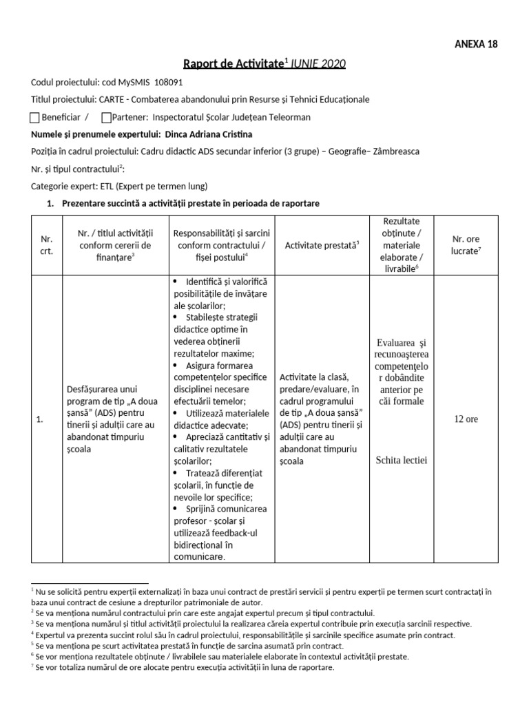 Raport Activitate | PDF