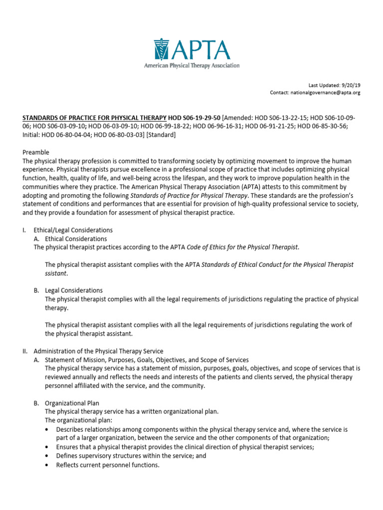 Physical Therapy Practice Standards | PDF | Physical Therapy | Medical ...