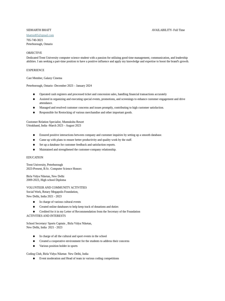 Sid Resume | PDF