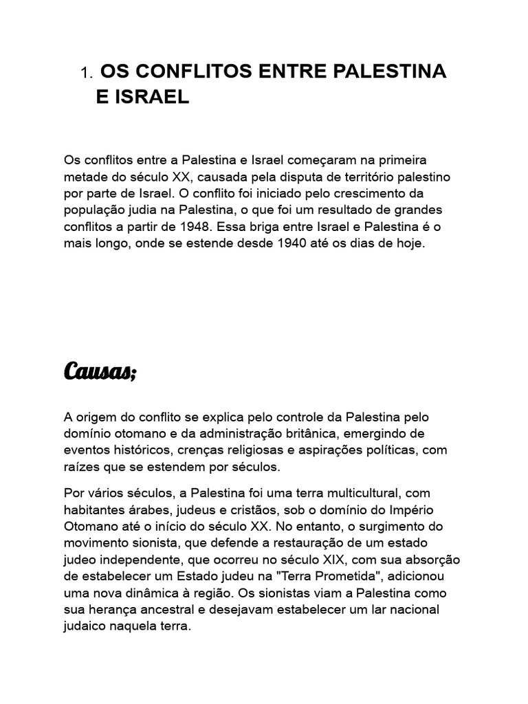 Os Conflitos Entre Palestina e Israel | PDF Os Conflitos Entre Palestina e Israel | PDF