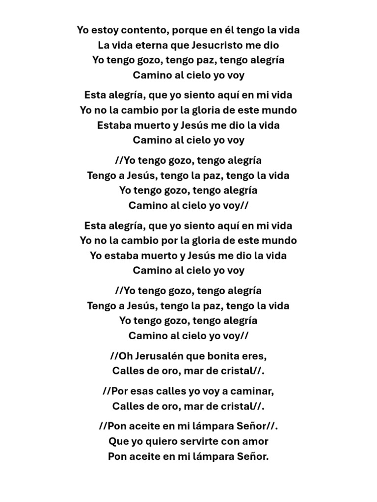 Yo Estoy Contento Porque en Ti Teengo | PDF