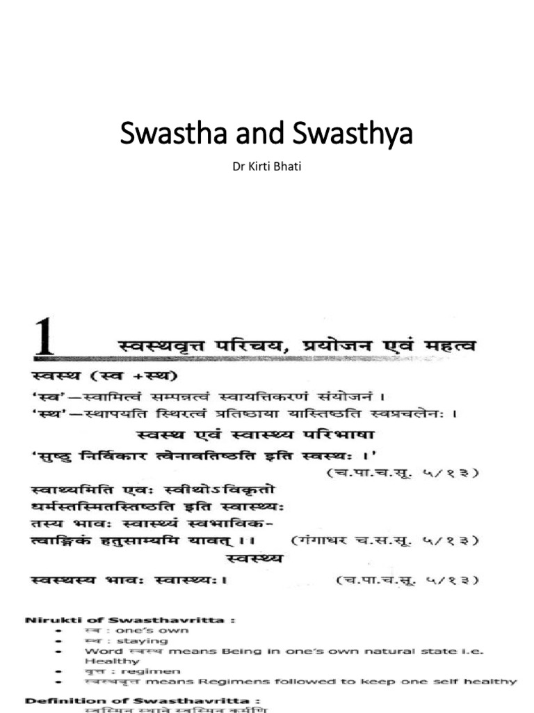 Swastha and Swasthya | PDF | Quality Of Life | Wellness