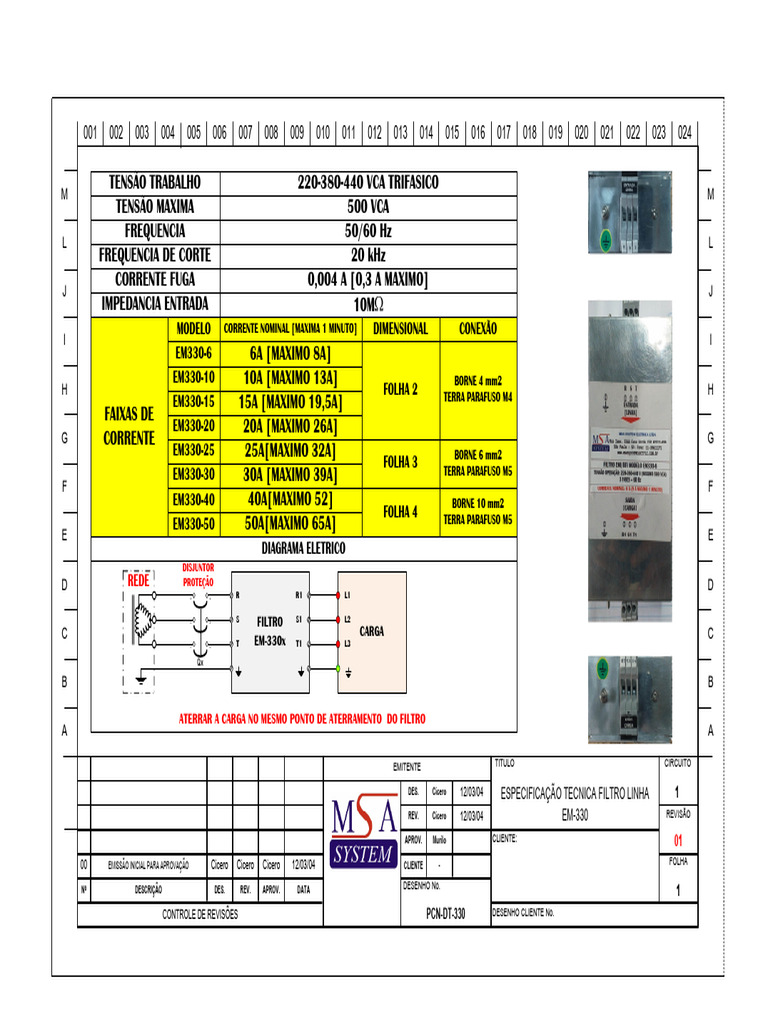 Filtro Em330 Esp Tecnica r01 | PDF