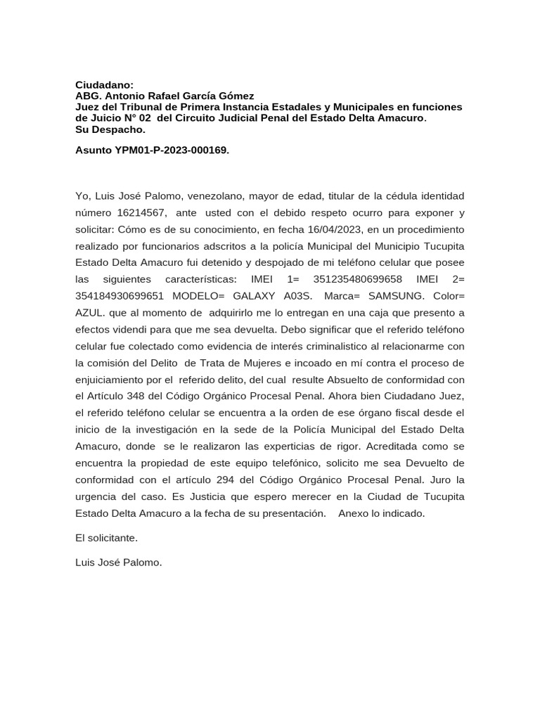 Ciudadano Luis Palomo | PDF