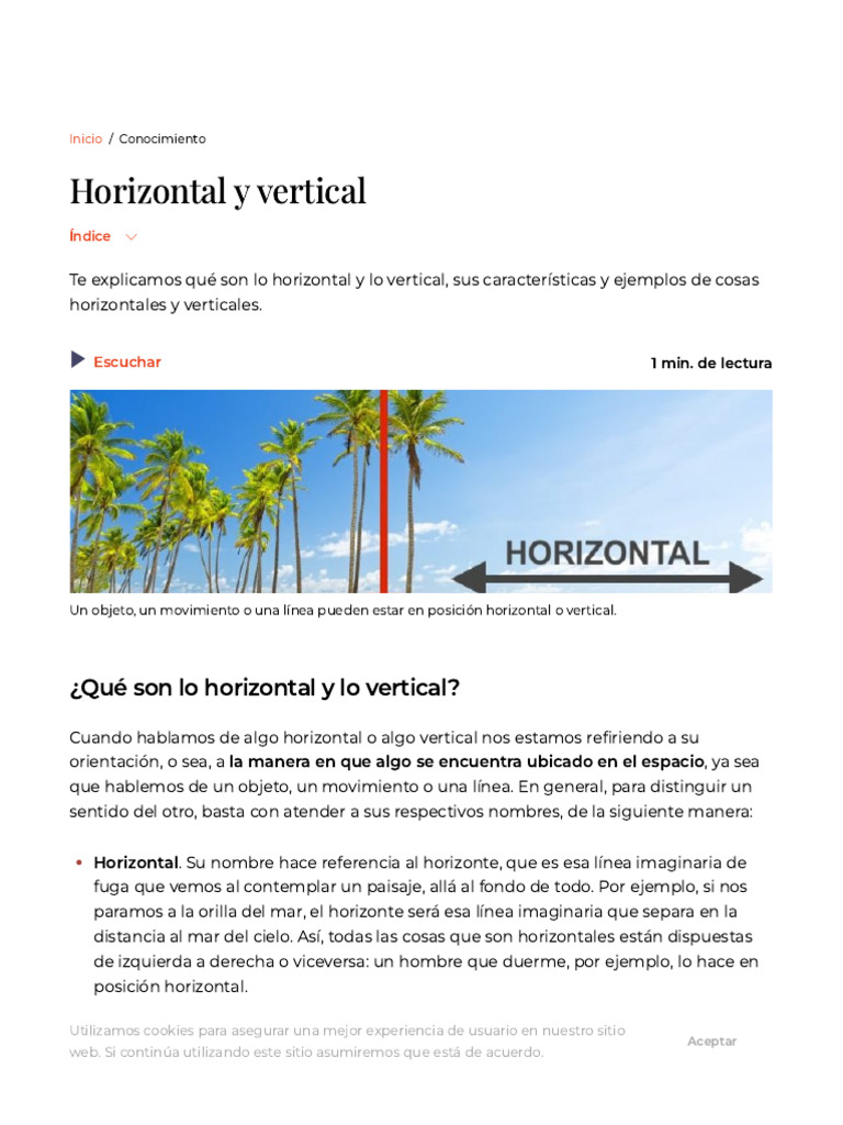 ¿Qué Es Horizontal y Vertical - Significado, Ejemplos | PDF | Horizonte ...