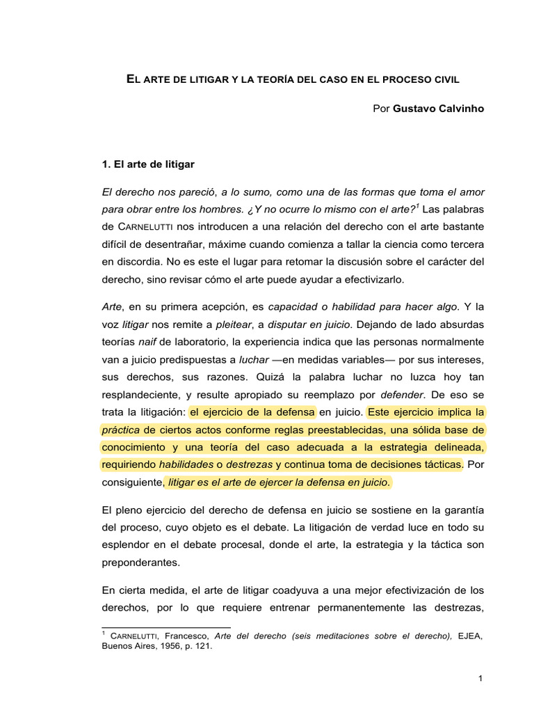 El Arte de Litigar y La Teoría Del Caso | PDF