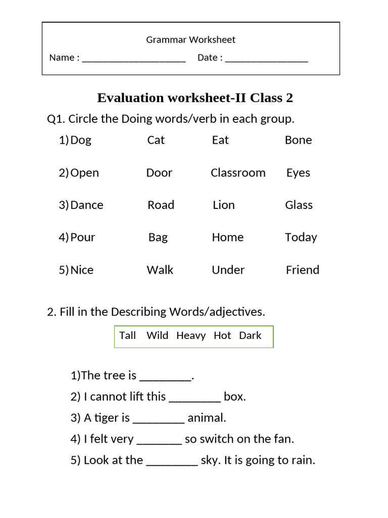 Evaluation Worksheet3 | PDF