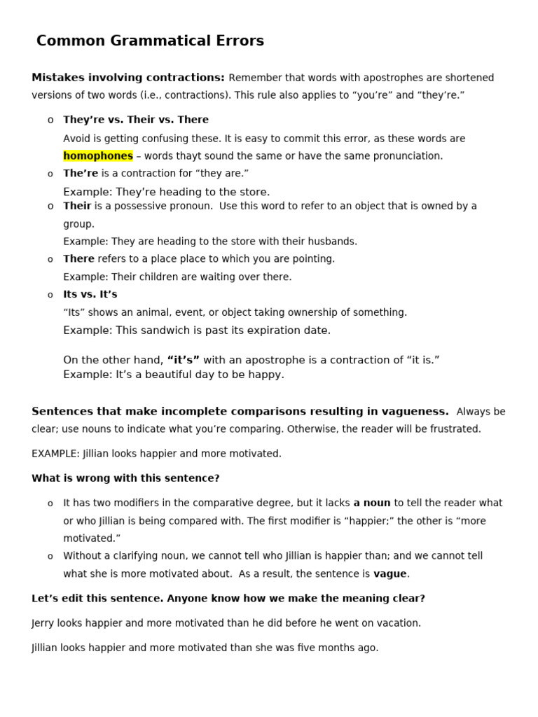 The 30 Most Common Grammatical Errors | PDF | Adverb | Foreign Language ...