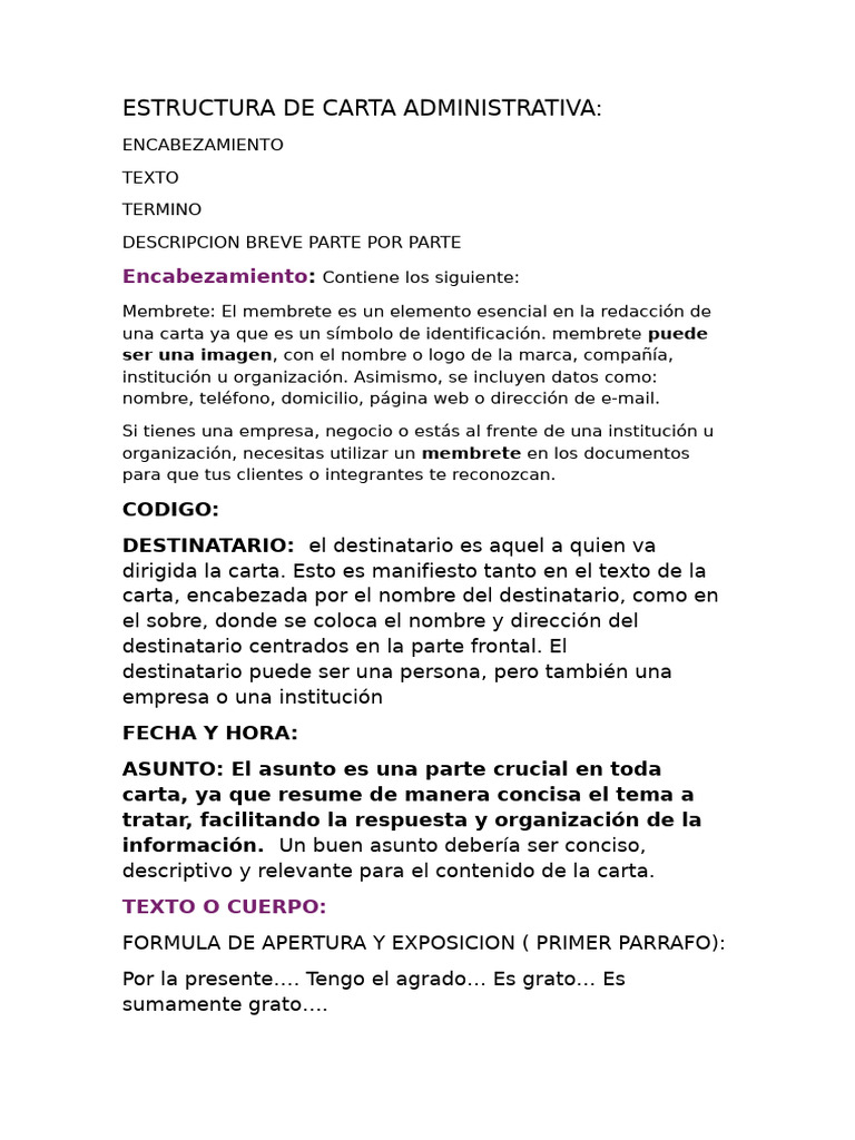 Estructura de Carta Administrativa | PDF