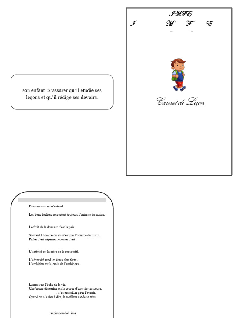 IMFE - Carnet de Lecon - 1, 2&3 | PDF