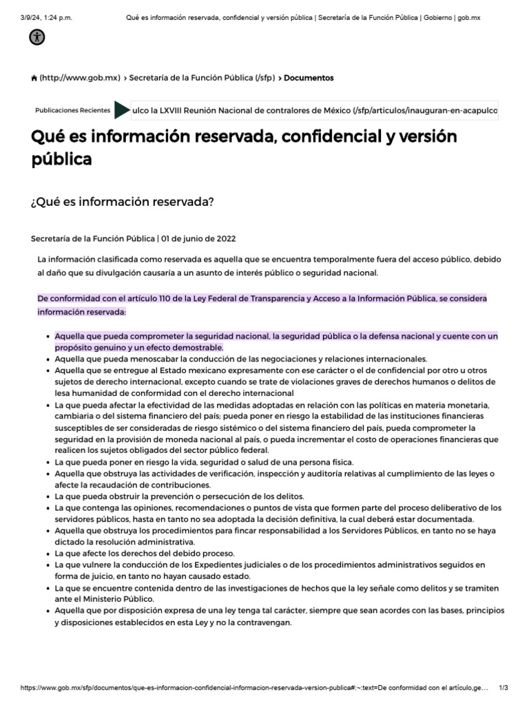 Qué Es Información Reservada, Confidencial y Versión Pública ...