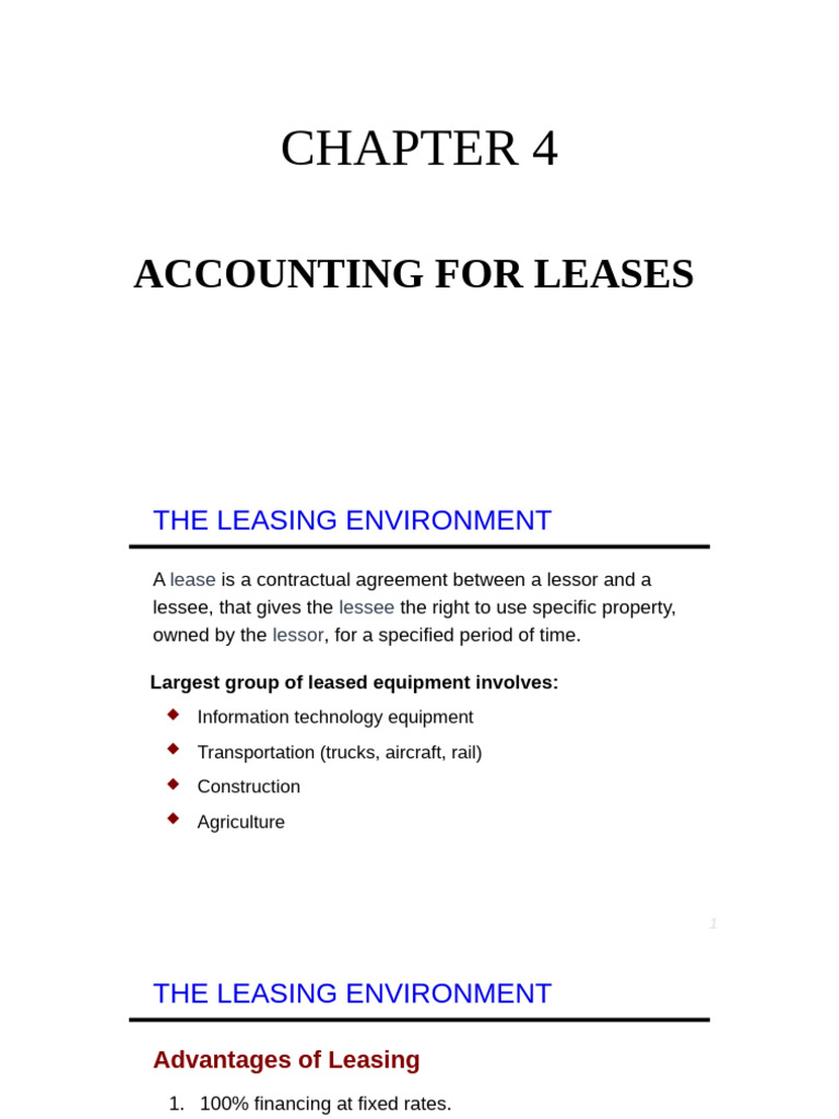 IFA - II CH-4 Lease Accounting | PDF | Lease | Depreciation